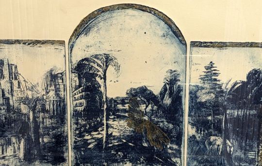 Bridget Tempest | an architectural scene with palm trees of triptych ...