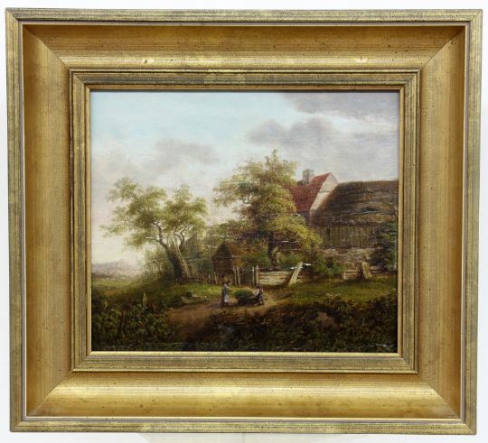 Guido Hampe | Landscape with homestead and people | MutualArt