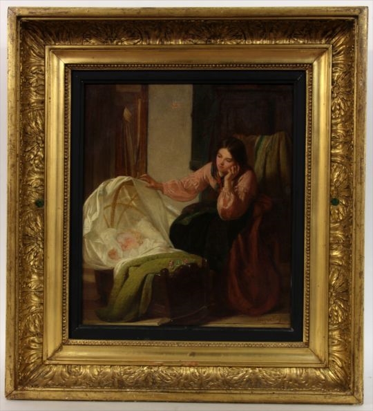 Haynes King | Mother watches over her sleeping child | MutualArt