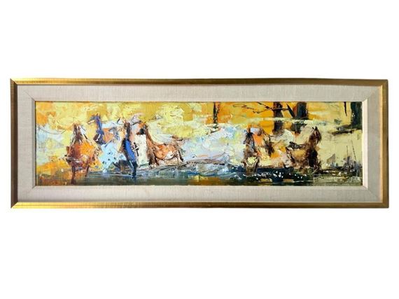Hiroshi Tagami | Hiroshi Tagami Oil Painting Titled ‘Stampede | MutualArt