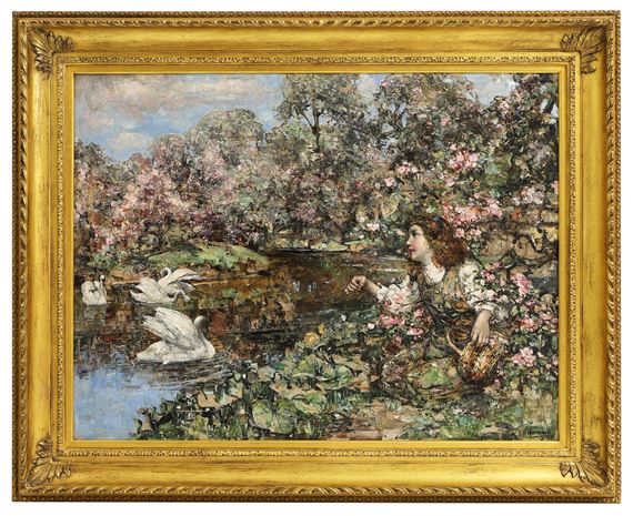 Edward Atkinson Hornel | The Swan Pond (1911) | MutualArt