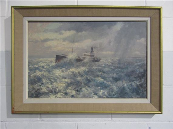 William Eric Thorp | ship in choppy waters | MutualArt