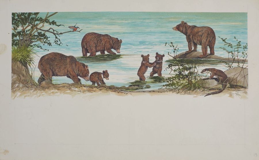Patrick Oxenham | Bears and cubs bathing (1977) | MutualArt