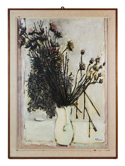 Giuseppe Succi | Vaso con fiori” olio su tella | MutualArt