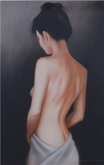 Anthony Orme | half length pastel of a female nude | MutualArt