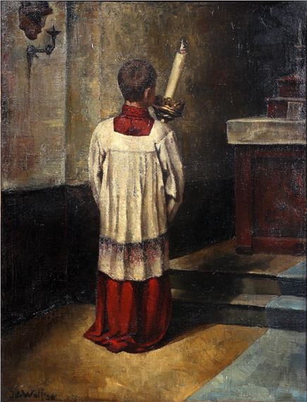 J. Wolf | Koorknaapje met kandelaar (1936) | MutualArt