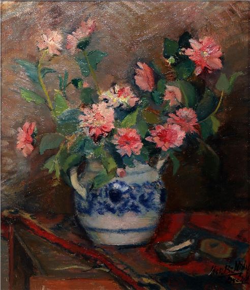 Hermine B. Nijhoff | Stillven met bloemen in Keulse pot | MutualArt