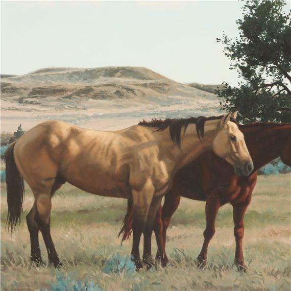 Mark Swanson | A Gentle Hand depicting a cowboy and his horses (Circa ...
