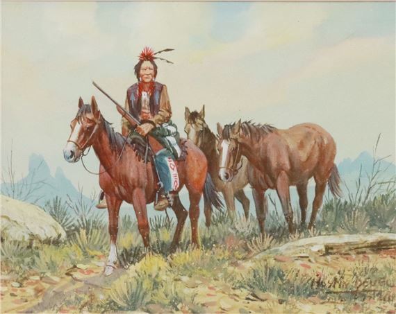 Austin Deuel | Native American on Horseback | MutualArt