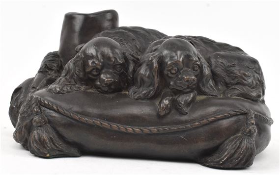 Charles Valton | Figure depicting a pair of King Charles spaniels ...