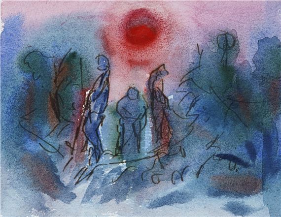 Albert Hennig | Flaneure im Abendrot (1970) | MutualArt