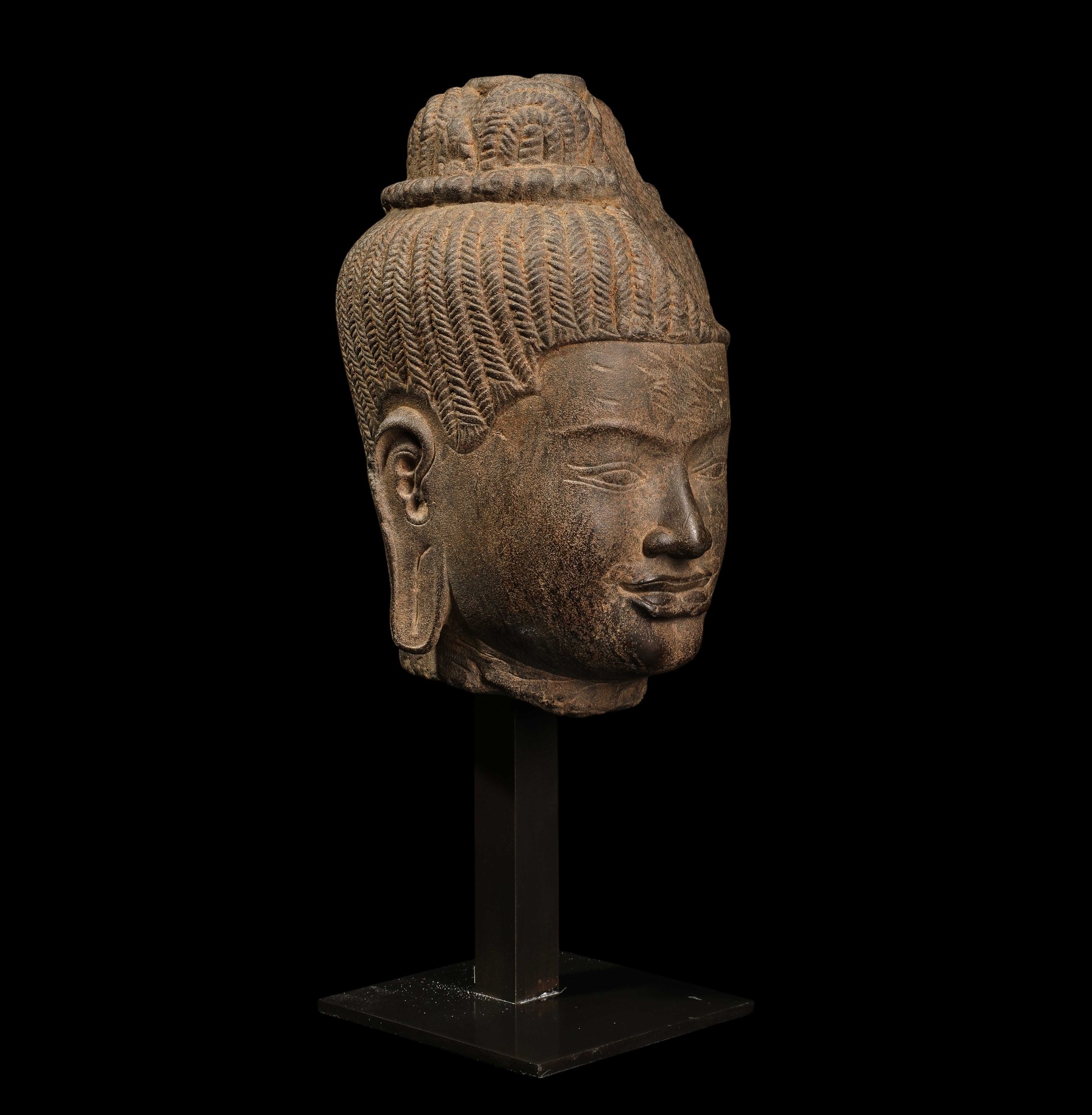 Cambodian School, 10th Century | Cabeza de Shiva con Trenzas Verticales ...