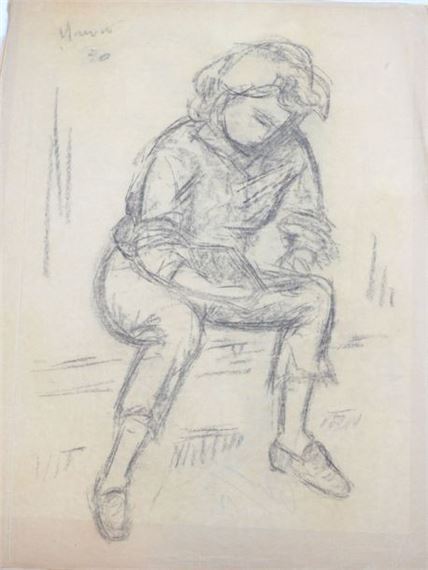 Chanco Roland | Seated girl. Charcoal drawing on - Lot (1950) | Compare ...
