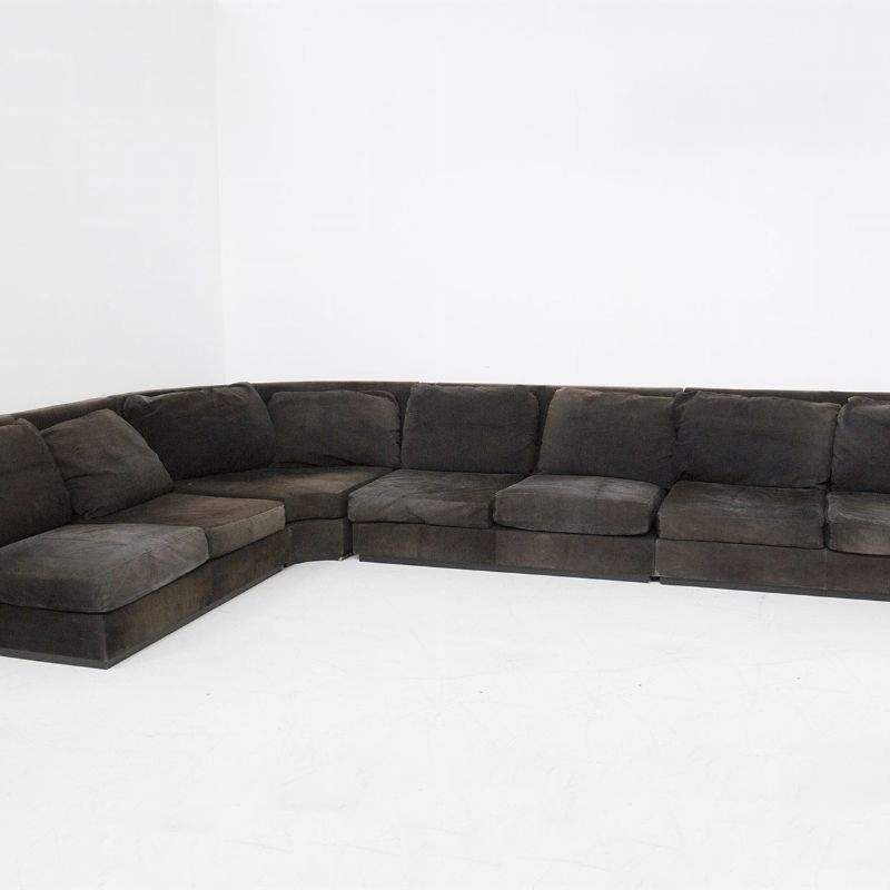 Willy Rizzo | Corner sofa in Black Alcantara (1970s) | MutualArt