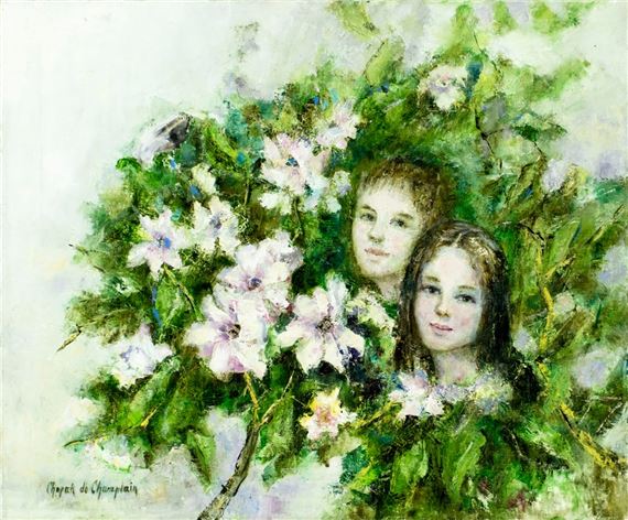 Vera Chopak de Champlain | Portrait of Children with Flowers | MutualArt