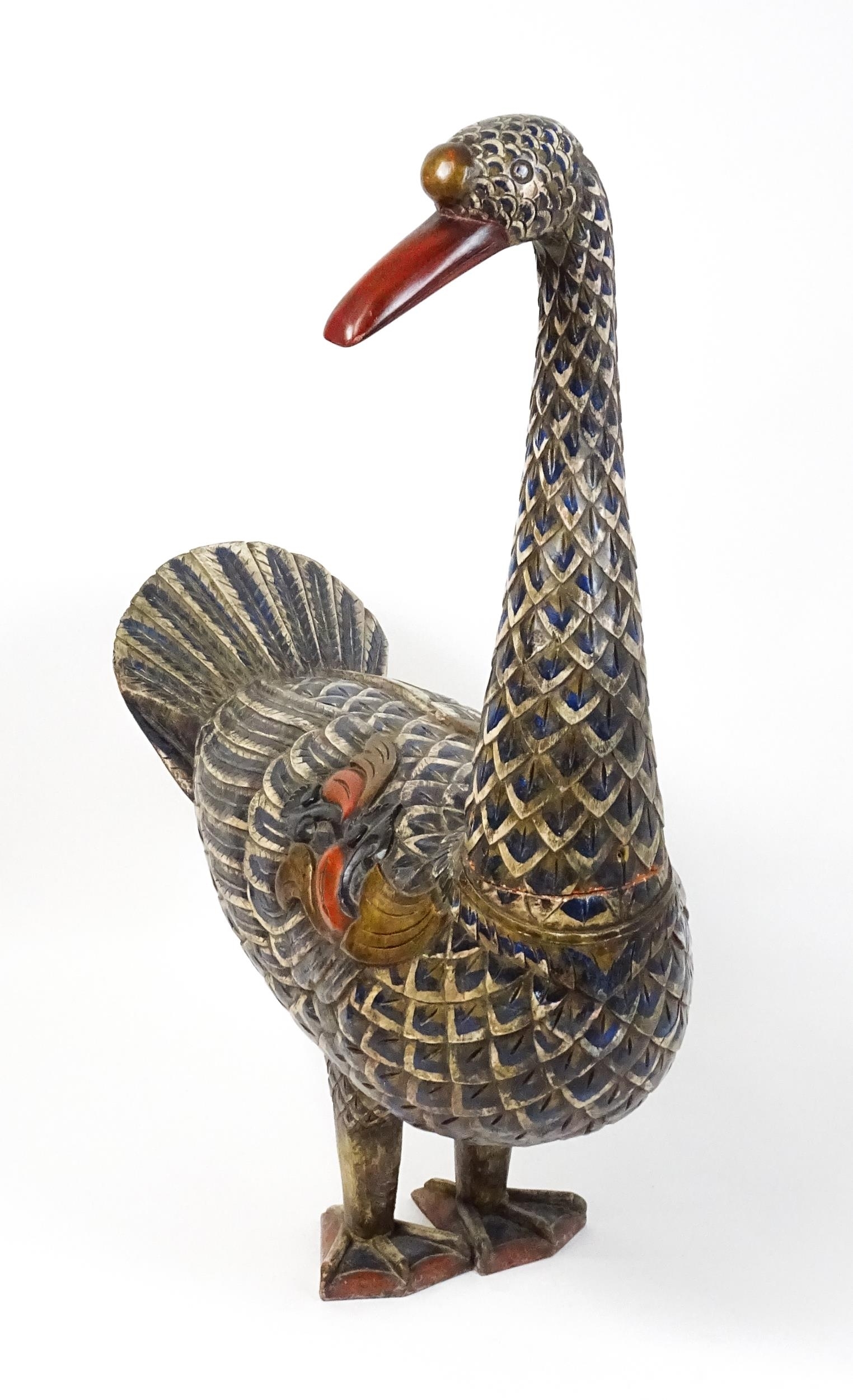Large | A very large thC carved wooden model of a goose with polyc ...