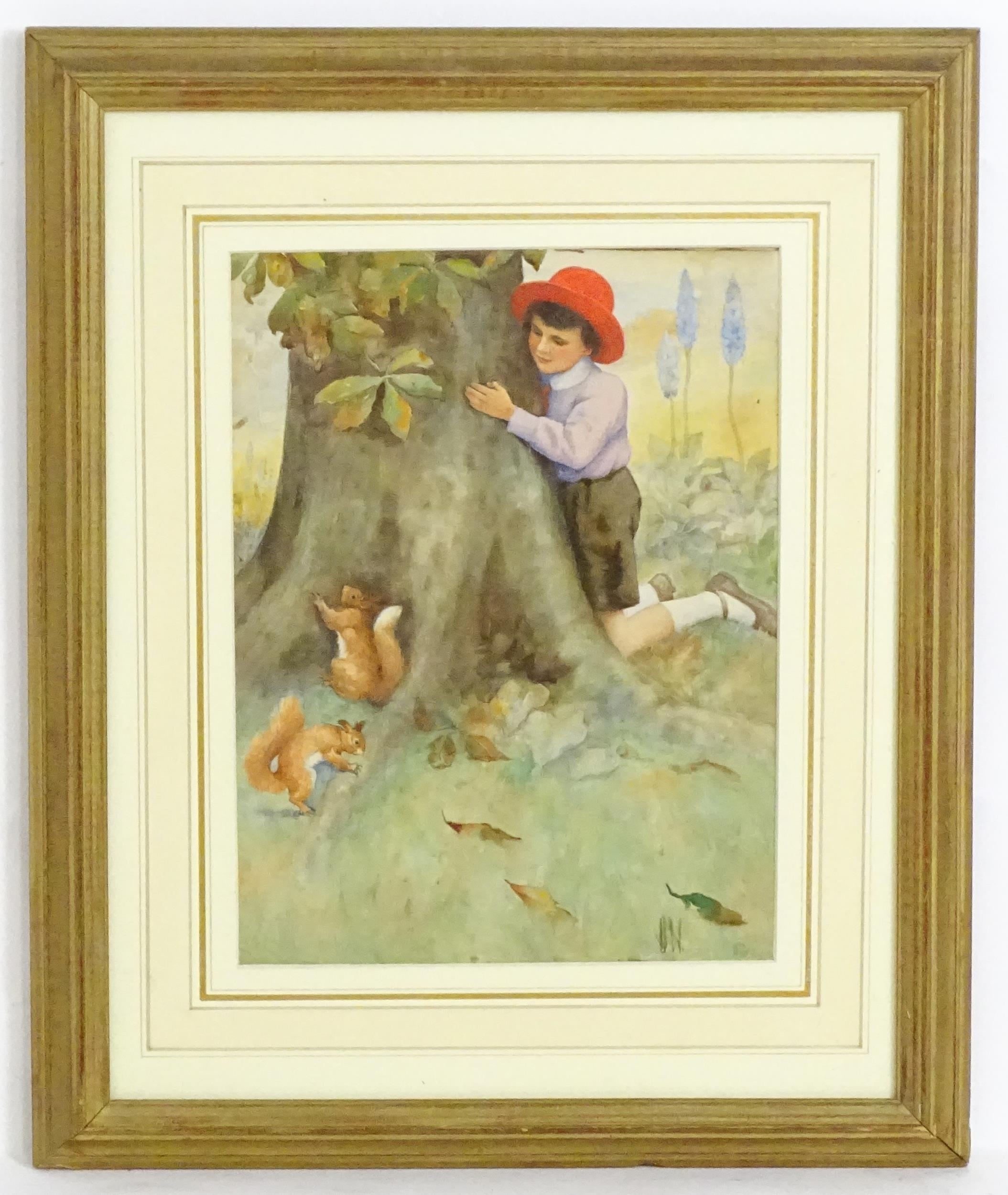 Oscar Wilson | A child wearing a red hat watching two red squirrels by ...