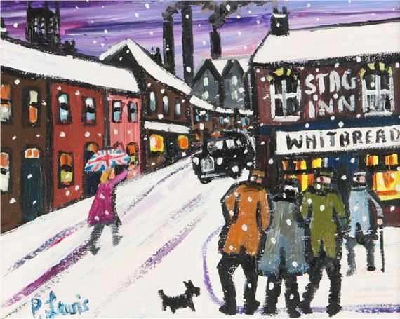 Phil Lewis | OLD CODGERS OUT FOR A BEVVIE IN THE SNOW | MutualArt