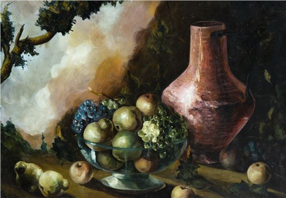 Spanish School, 19th Century | S. XIX Bodegón con fruta y jarra de ...