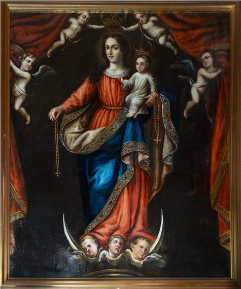 Colonial School, 18th Century | Escuela Colonial del siglo XVII - Virgen del Rosario | MutualArt
