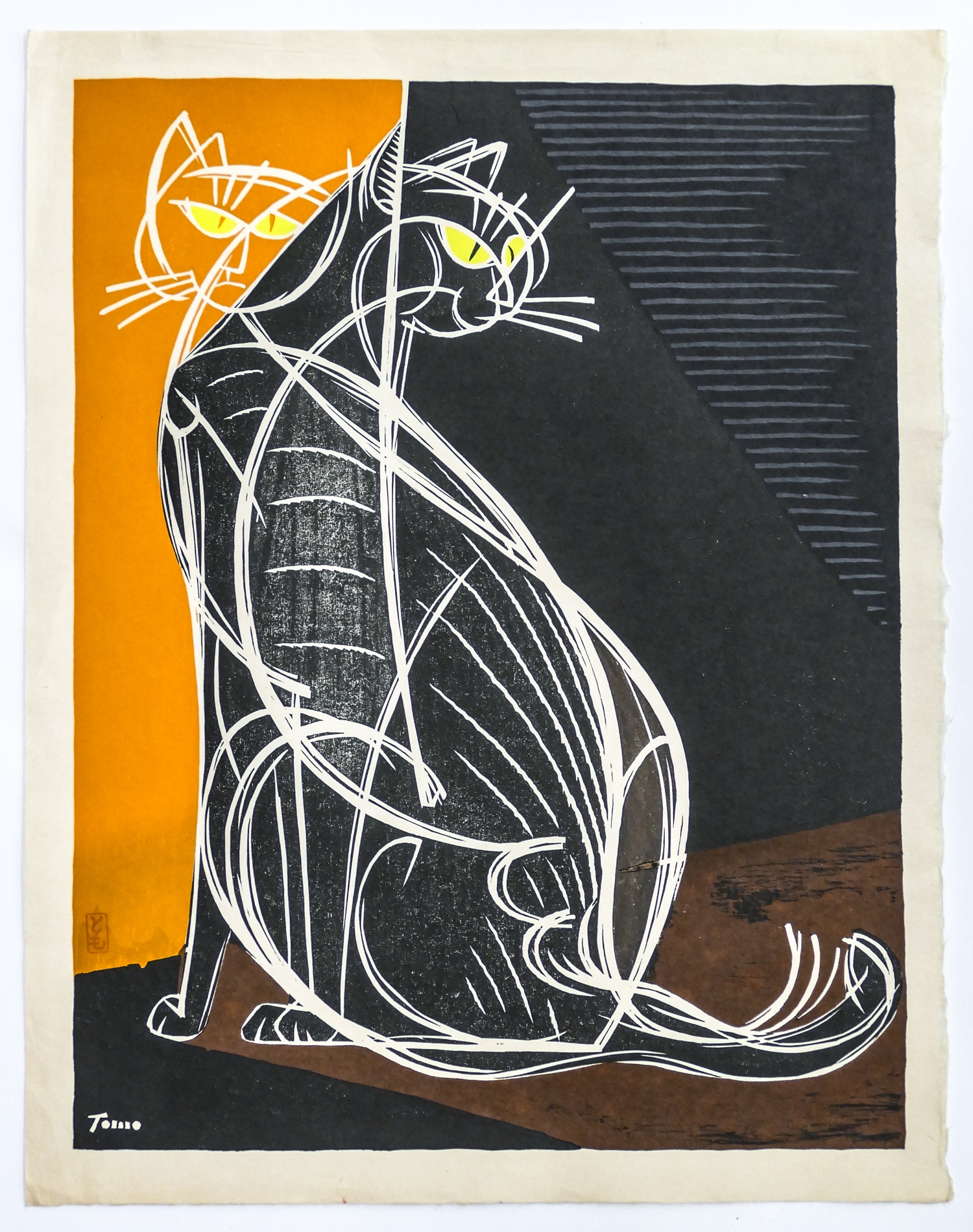 Tomoo Inagaki | Tomoo Inagaki ''Passion of Cat'' 1964 Large Woodblock ...