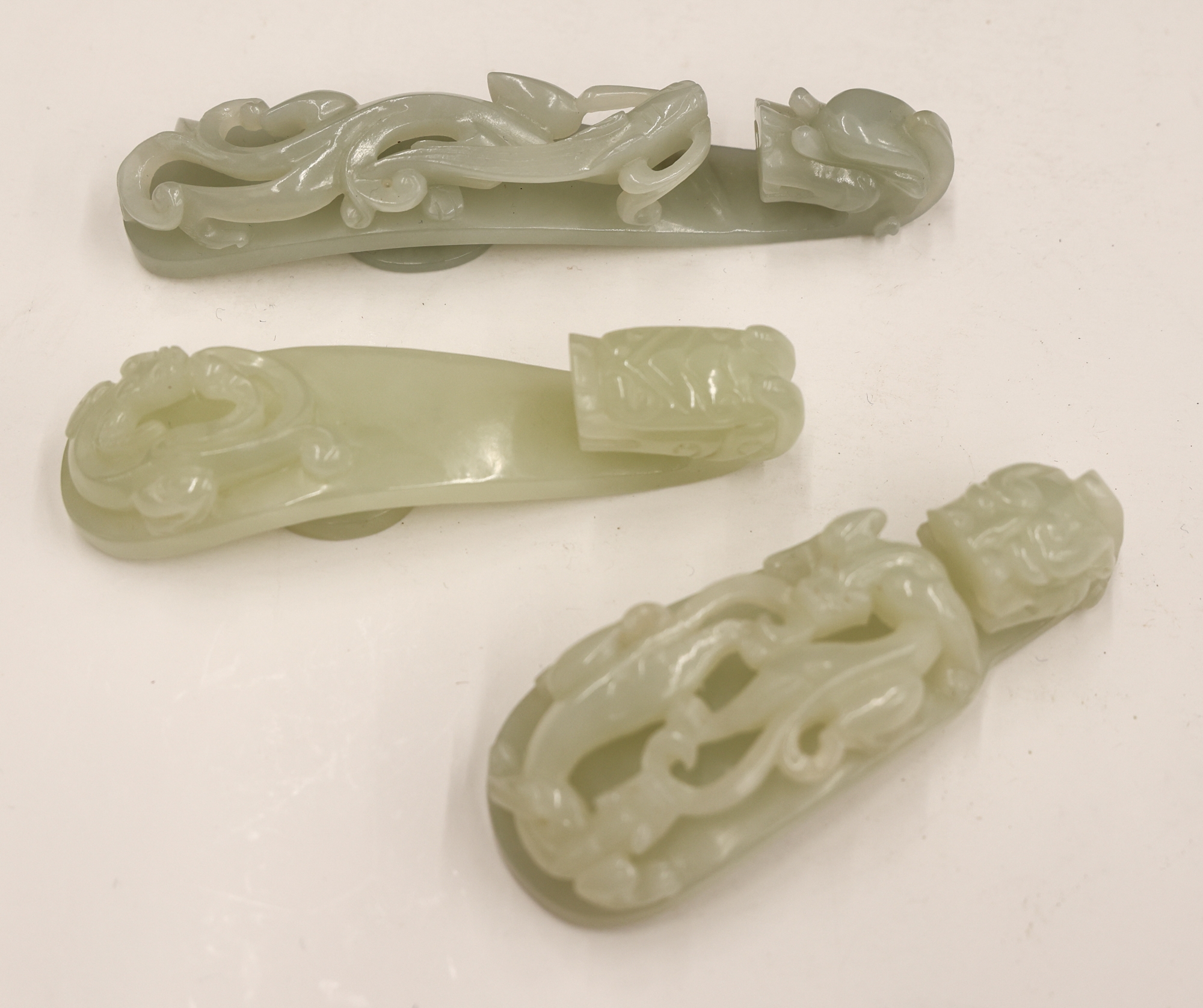 Dragon | 3pc Chinese Jade Dragon Belt Hooks | MutualArt