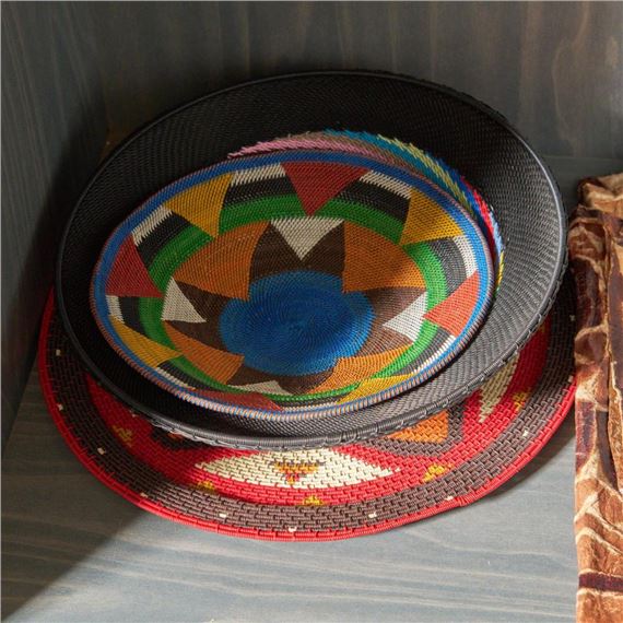 Three | THREE SOUTH AFRICAN ZULU TELEPHONE WIRE BASKETS DIA.30CM ...