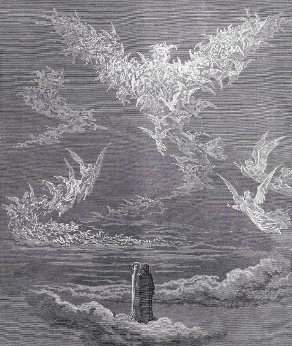 Gustave Doré | DORE 1800s Divine Comedy Woodcut Blessed Souls form an ...