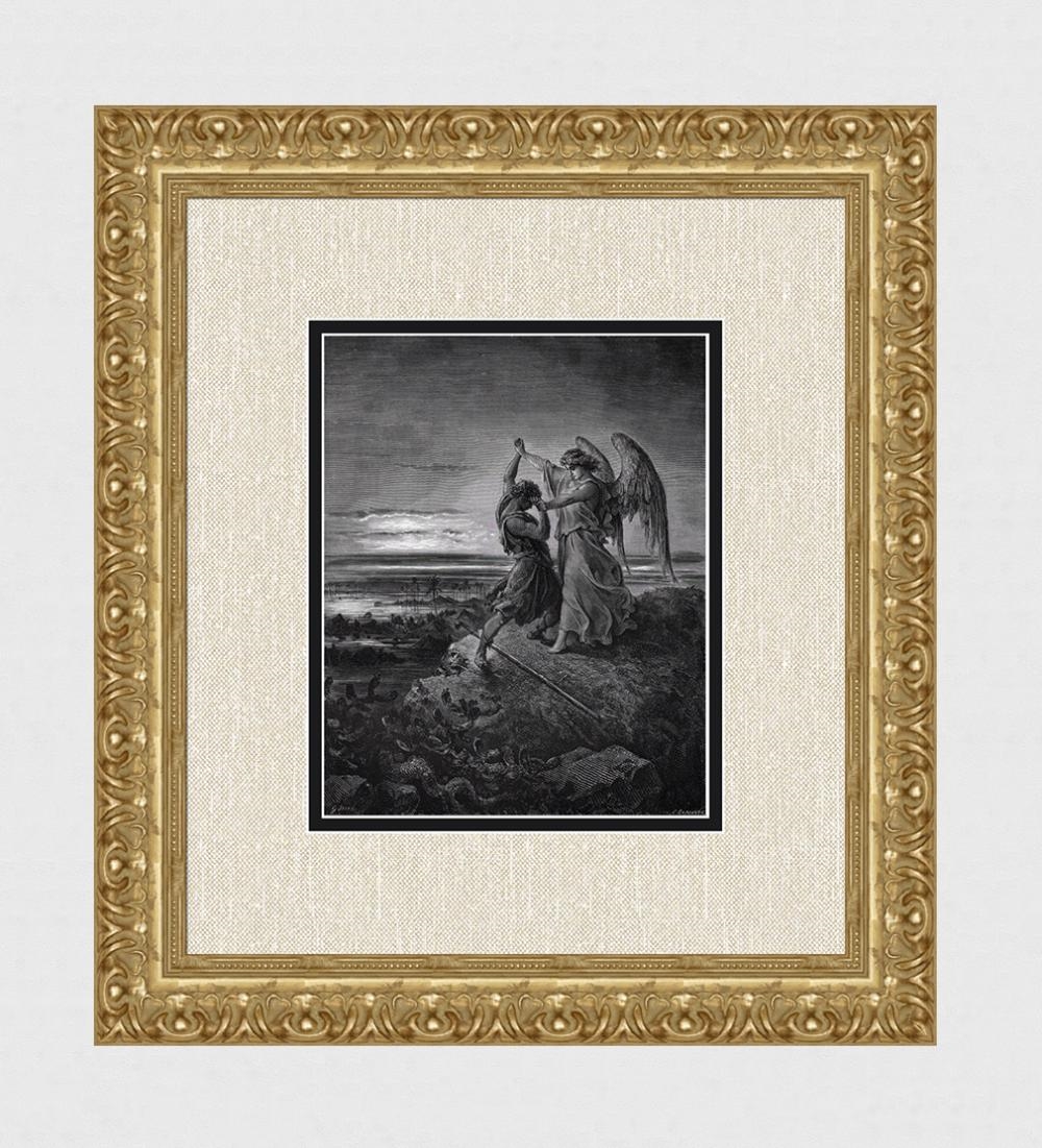 Gustave Doré | SIGNED 1800s Gustave DORE'S BIBLE Woodcut JACOB WRESTLES ...