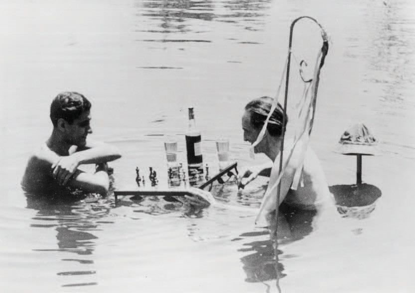 Hans Richter | MARCEL DUCHAMP AND LARRY EVANS PLAYING CHESS IN THE WATER (1961) | MutualArt