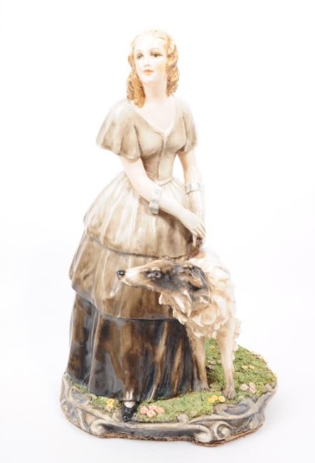 Guido Cacciapuoti | Sculpture of a lady walking a Borzoi dog in the ...