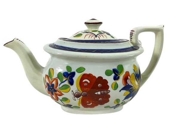Green | Gaudy Dutch Sunflower Pattern Teapot (1840) | MutualArt