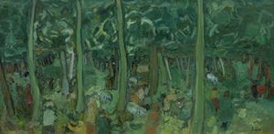 Jean Fusaro | Fête champêtre sous les arbres (1965) | MutualArt
