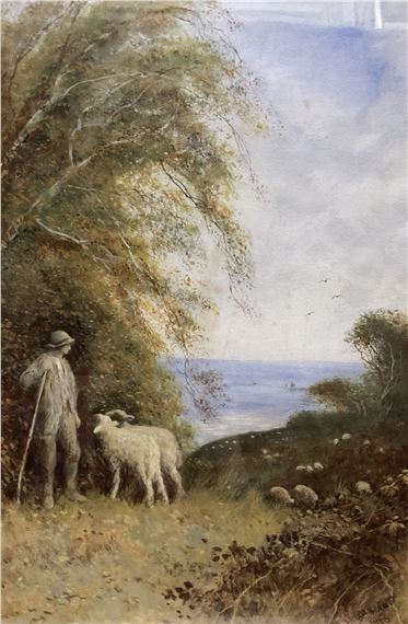 Frederick Hines | Shepherd and Sheep (1916) | MutualArt