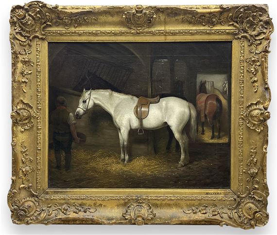 George Hillyard Swinstead | Grey Hunter in a Stable - Horse Portrait ...