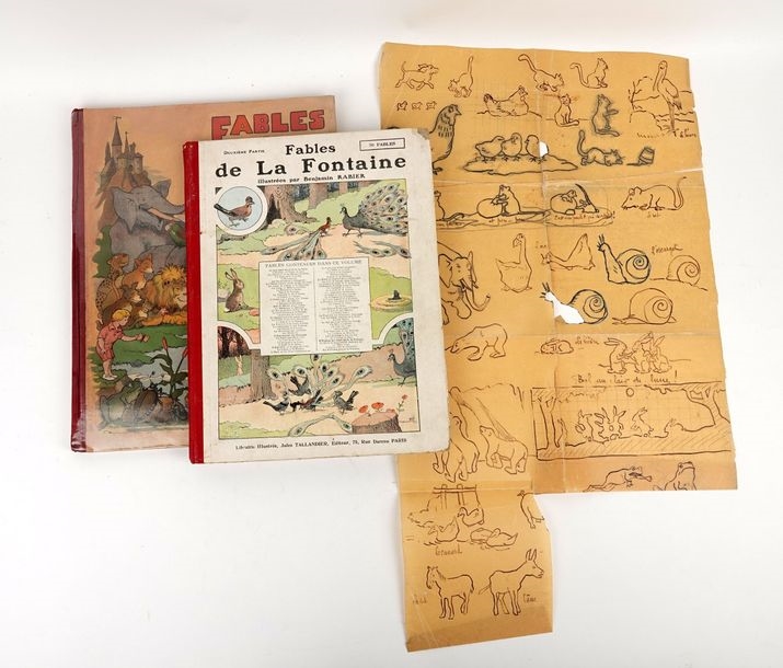 Benjamin Rabier | Set of albums including Les fables de Florian (text ...