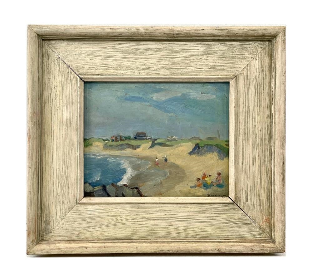 Marion Long | MARION LONG THE BEACH OIL ON BOARD | MutualArt