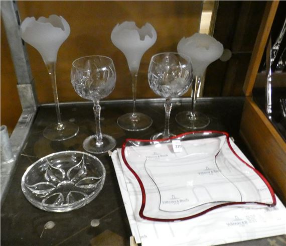 SEVEN | Set of three graduated Rosenthal crystal candleholders | MutualArt