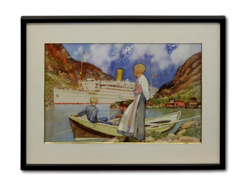 Kenneth D. Shoesmith | R.M.S.P Atlantis sailing in a fjord | MutualArt