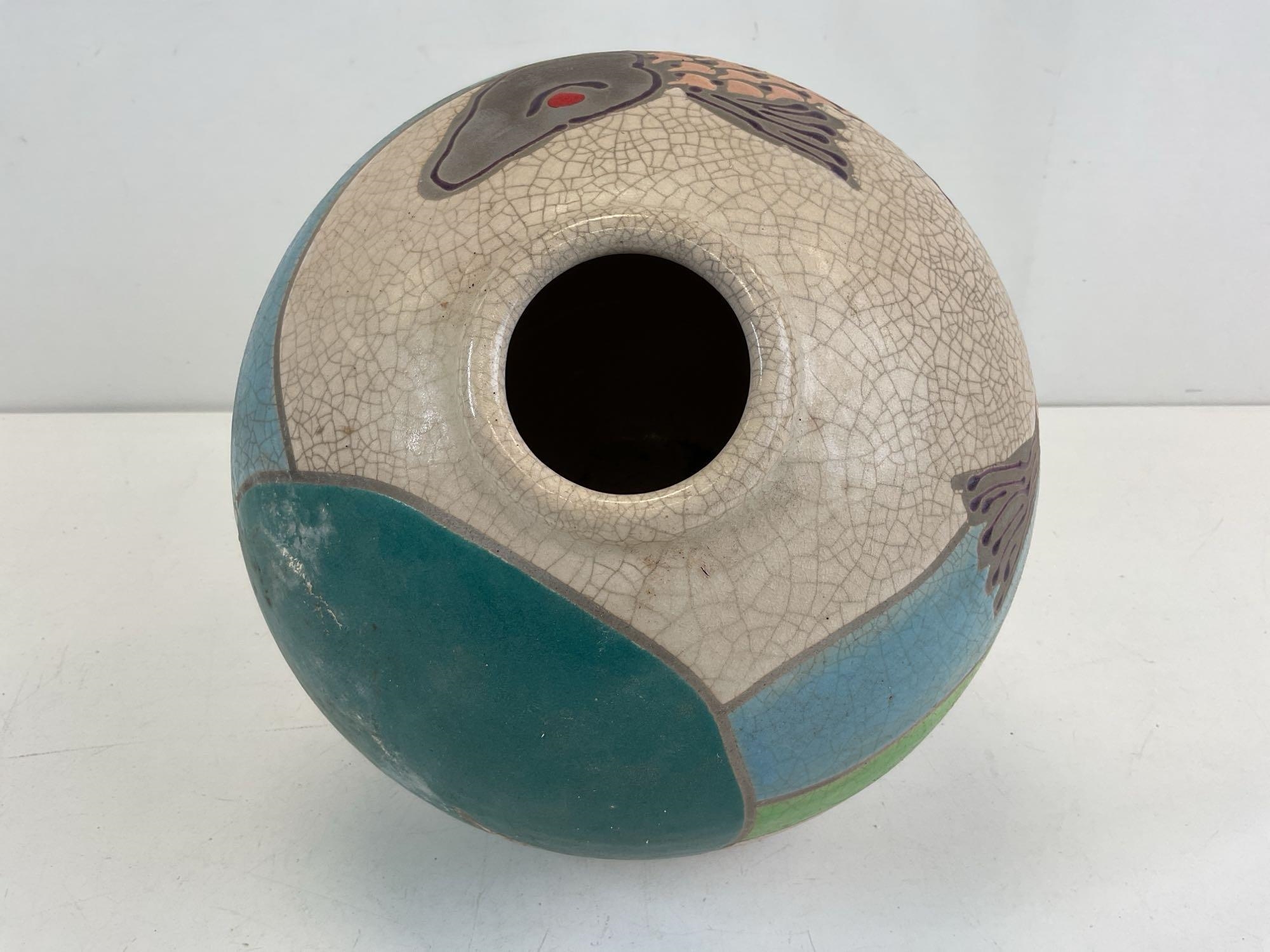 Robert Maurel | Robert Chance fish design pottery vase with craquelure ...
