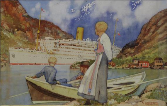 Kenneth D. Shoesmith | R.M.S.P Atlantis sailing in a fjord | MutualArt