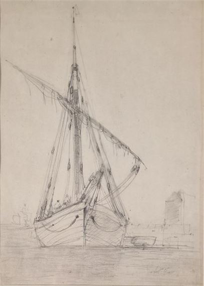 Antoine Roux | Study of a boat with mast MINE | MutualArt