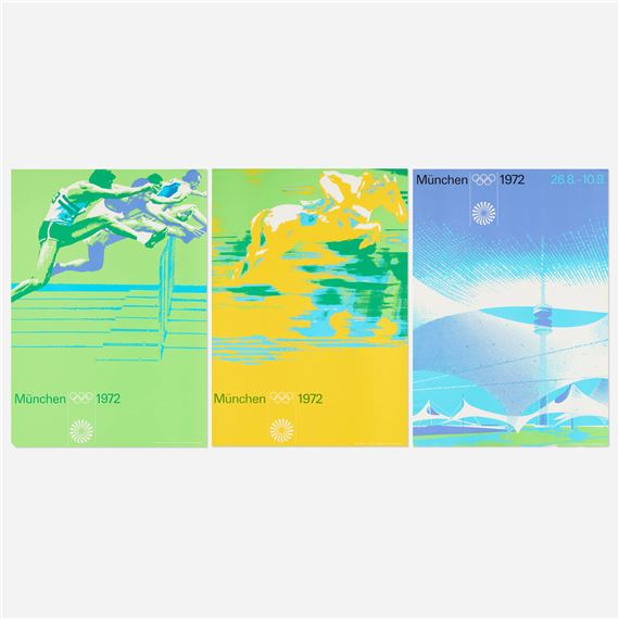 Otl Aicher | Munich 1972 Olympics poster (three works (1972) | MutualArt
