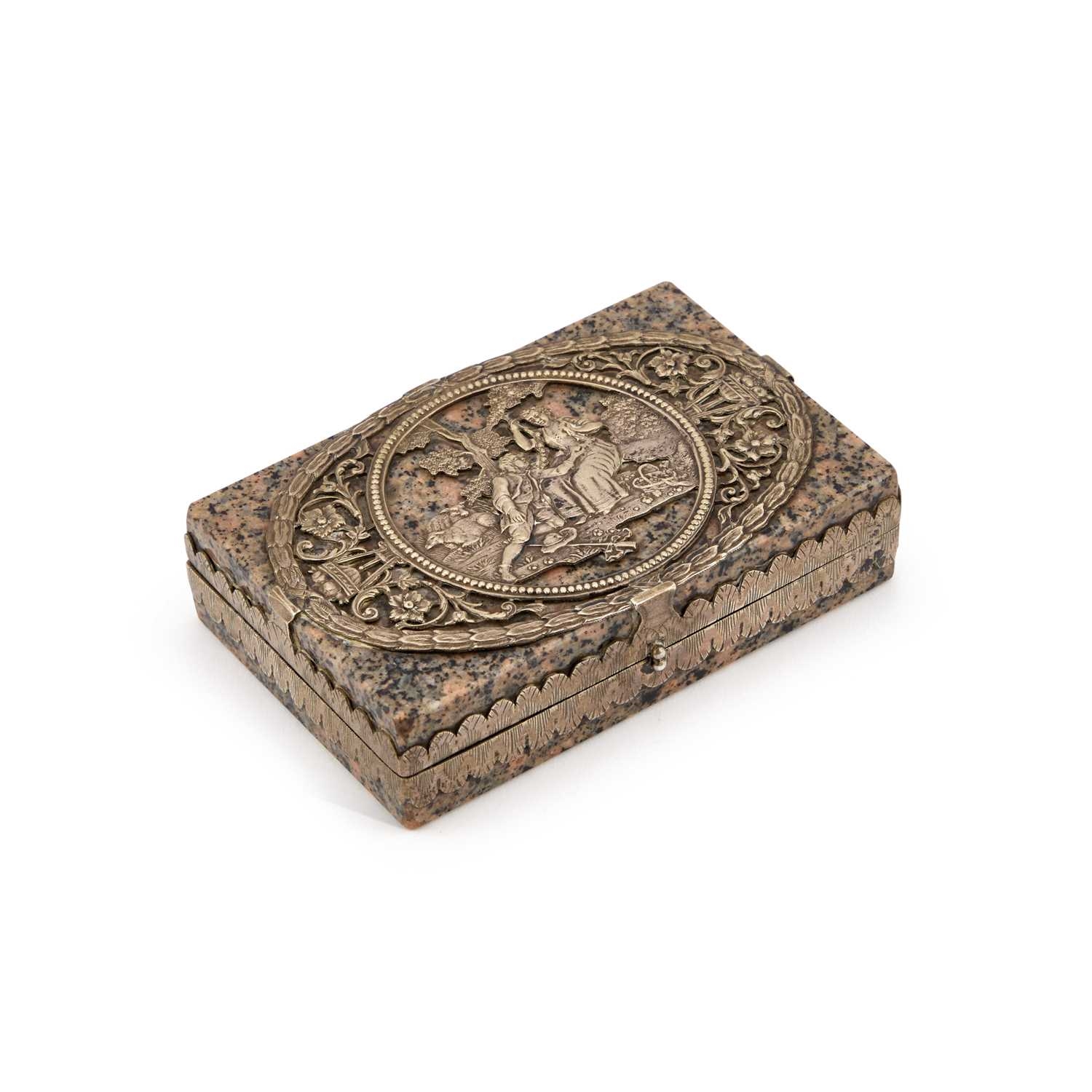 Silver | AN UNUSUAL SILVER-MOUNTED GRANITE SNUFF BOX 19TH CENTURY OR ...