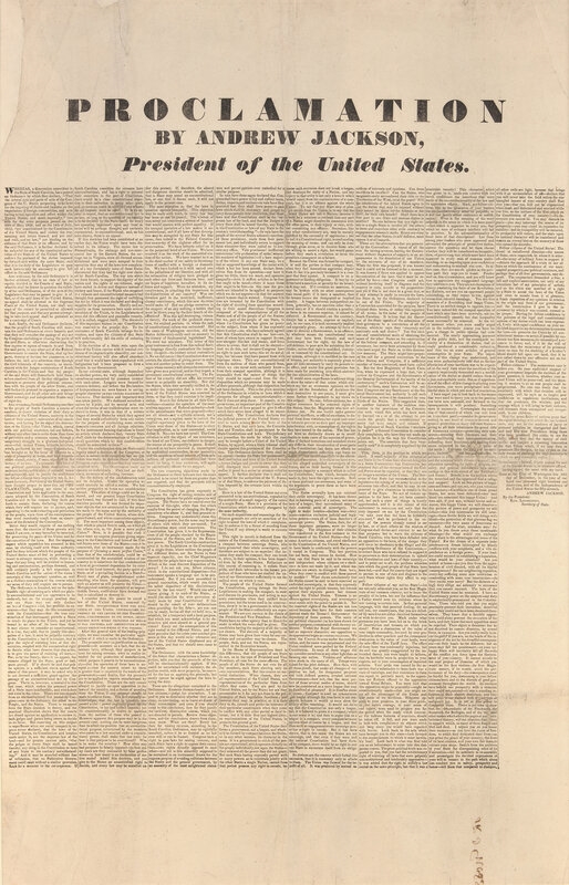 Andrew Jackson | NULLIFICATION CRISIS]. Proclamation by Andrew Jackson ...