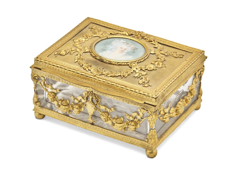 LOUIS | A Louis XV Style Portrait-Inset Gilt Bronze Mounted Cut Glass ...