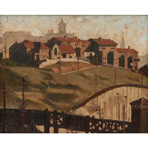 Laurie Elbourne | Early View of Pyrmont with Balmain Town Hall in the ...