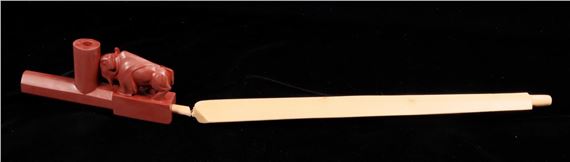 Large | Peace Pipe with Standing Buffalo Pipestone Bowl | MutualArt