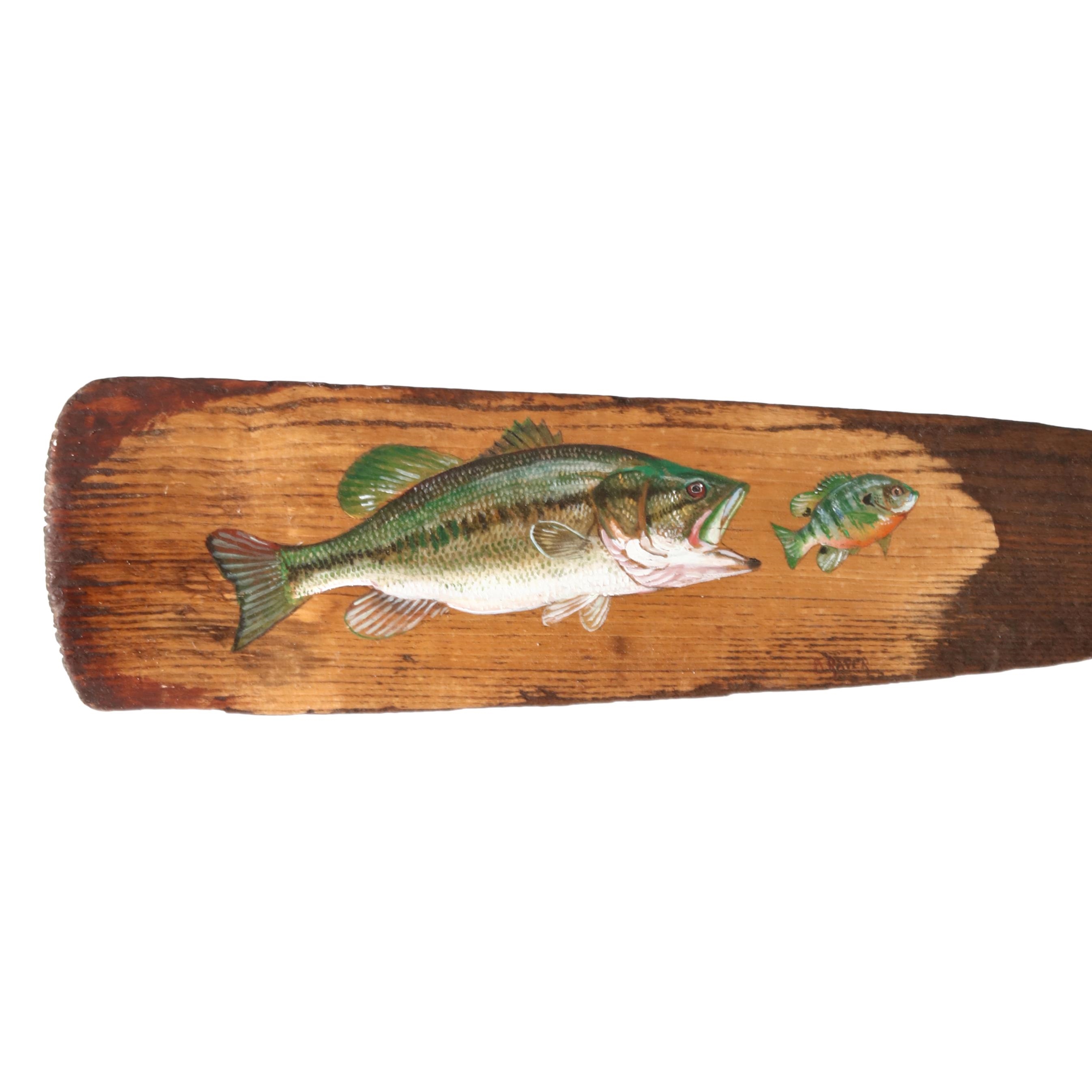Duane Raver Jr. | Bass Chasing Sunfish On Oar (Late 20th Century ...