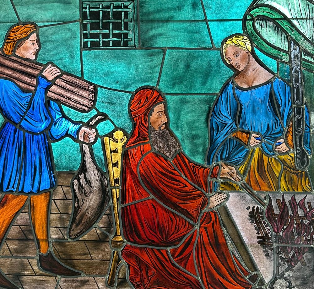Patrick | French Medieval Style Winter Stained Glass Window | MutualArt
